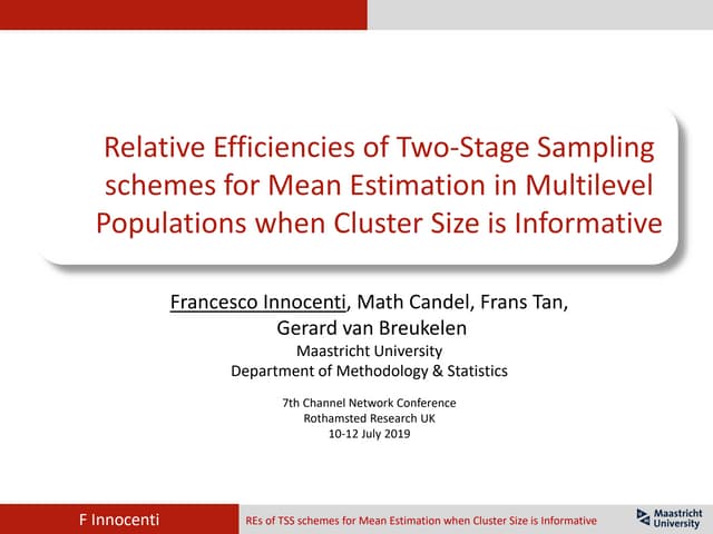 Relative E Ciencies Of Two Stage Sampling Schemes For Mean Estimation In Multilevel Populations