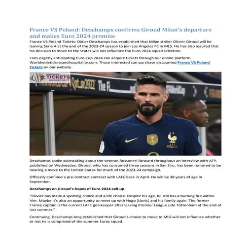 France VS Poland Deschamps confirms Giroud Milan's departure and makes Euro 2024 promise.docx