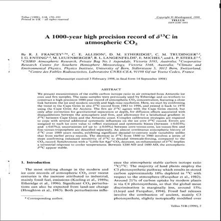 A 1000-year high precision record of D13C in atmospheric CO2 | PDF