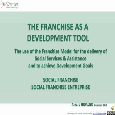 Franchise Model - Franchise as a Development Tool - Social Franchise ...