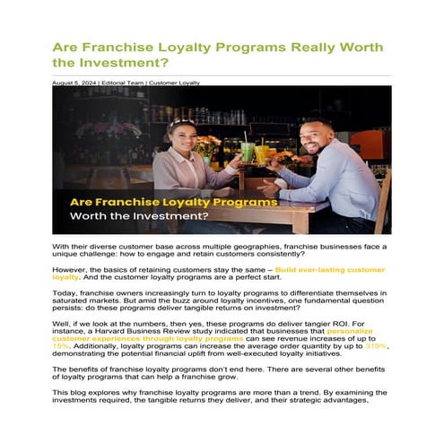 Are Franchise Loyalty Program Worth the Investment? | PDF