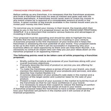 Franchise Proposal Template