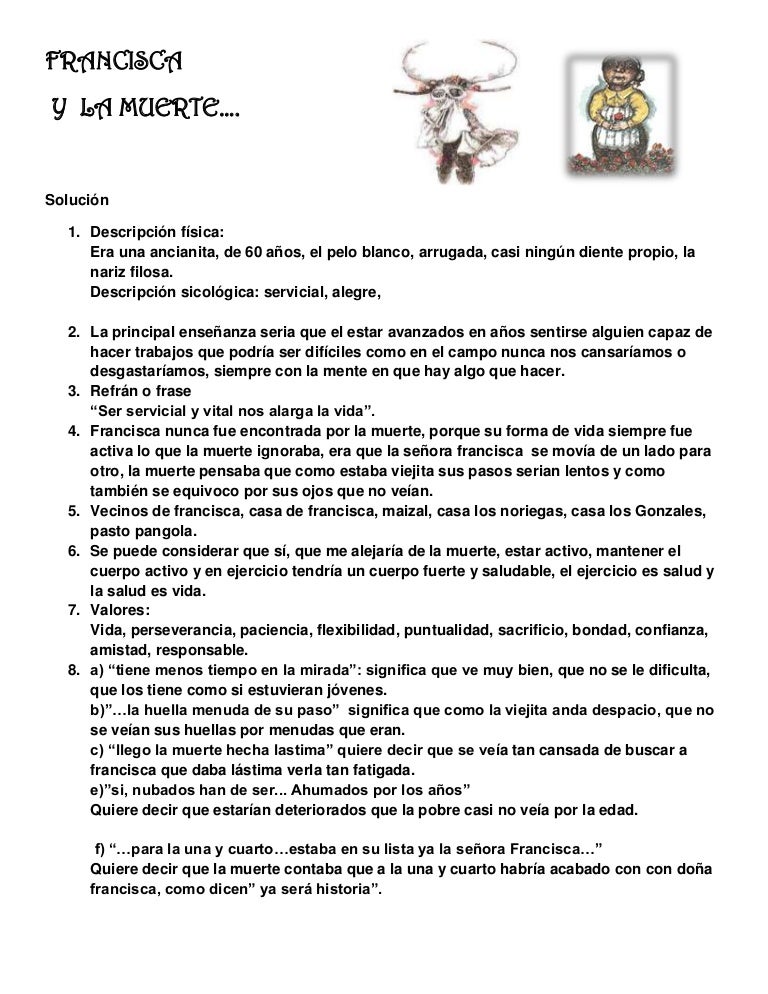 Francisca y la muerte... solucion!!!