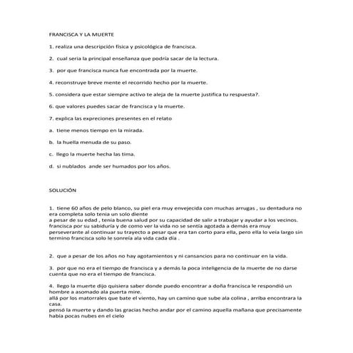 Francisca y la muerte de yuliana | DOCX