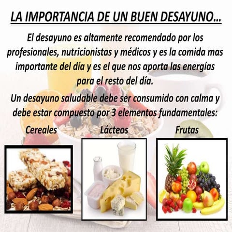 La importancia de un buen desayuno | PPTX