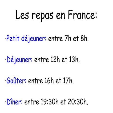Differnt mealtimes | ODP