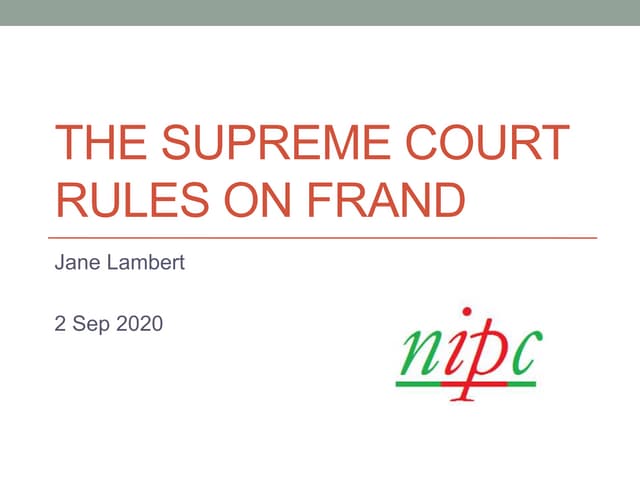 The Supreme Court Rules On FRAND PPT the-supreme-court-rules-on-frand-ppt