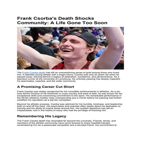 Frank Csorba’s Death Shocks Community: A Life Gone Too Soon | DOCX