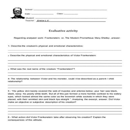 Frankenstein activities | PDF