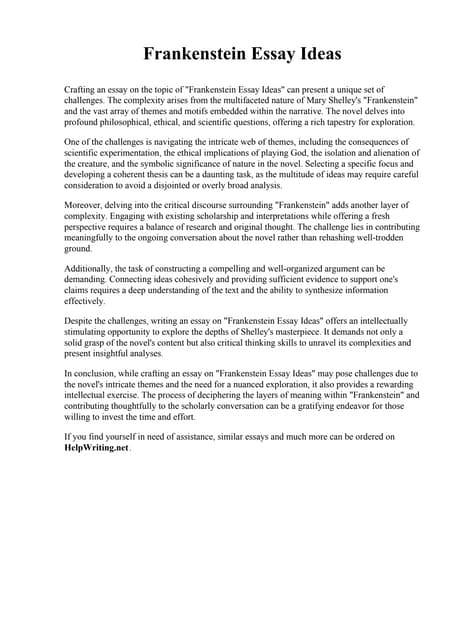 Frankenstein Essay Topics.pdf | Education