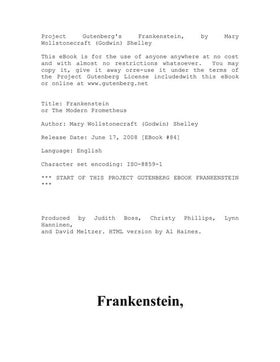 Frankenstein project group assignment sheet | PDF