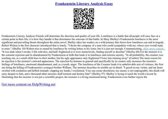 Frankenstein Literary Analysis Essay PPT frankenstein-literary-analysis-essay-ppt
