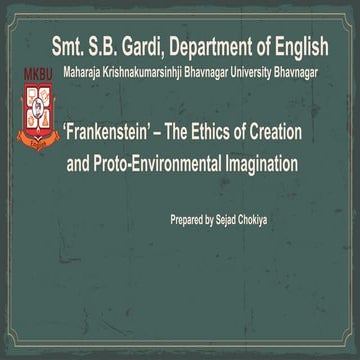 ‘Frankenstein’ – The Ethics of Creation and Proto-Environmental ...