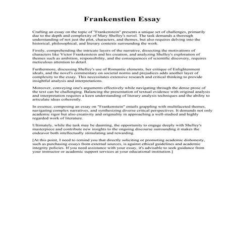 Frankenstein Essay | PDF