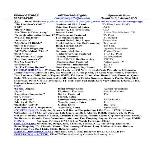 Frank George Resume | DOC