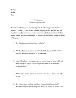 Frankenstein project group assignment sheet | PDF