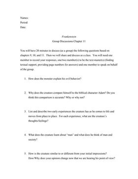Frankenstein project group assignment sheet | PDF