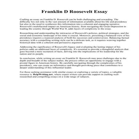 Franklin D Roosevelt Essay. East Texas Baptist University | PDF