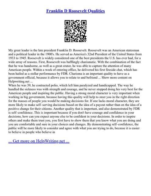 Franklin delano roosevelt ppt | PPTX