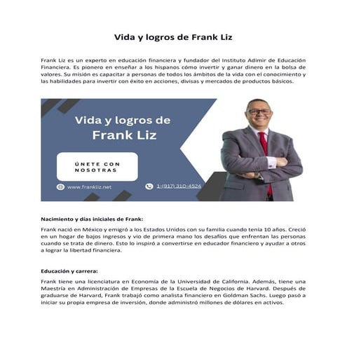 Cuatro datos sobre el experto en bolsa frank liz | PDF