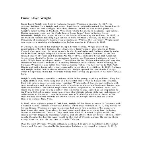 Frank lloyd wright | PPT