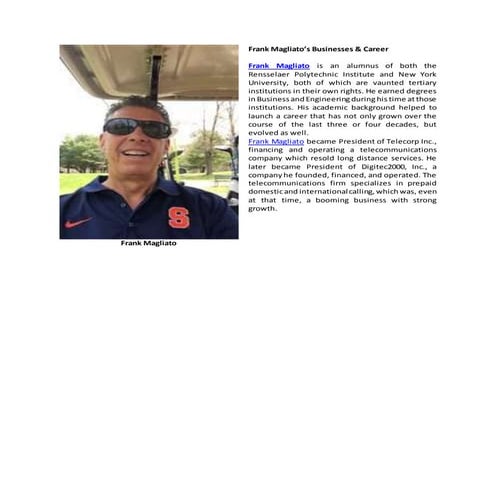 Frank Magliato’s Businesses & Career | DOCX