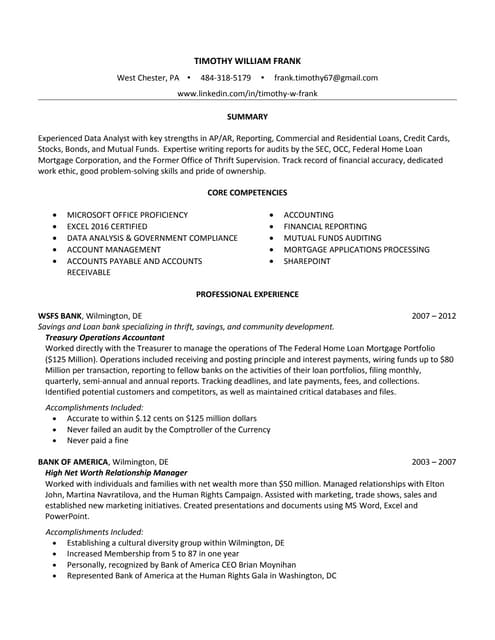 Current resume | DOCX | Business and Finance