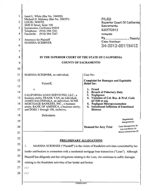 Sample California complaint for unfair business practices | DOC | Legal ...