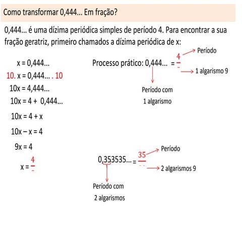 Fração geratriz teoria | PPTX