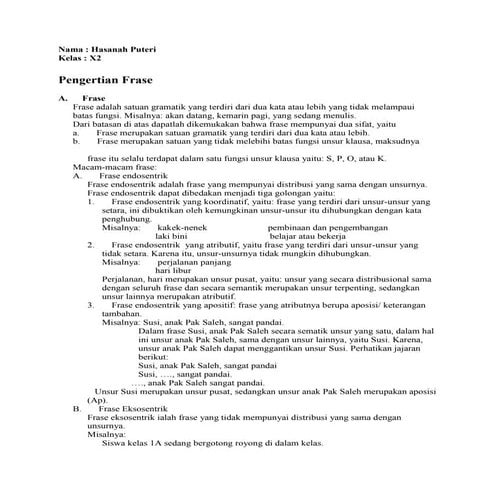 Frasa Bahasa Indonesia | PPT