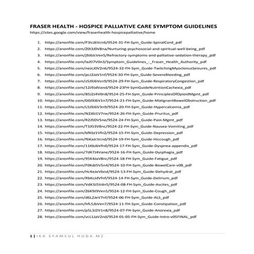 Fraser health hospice palliative care symptom guidelines | PDF