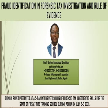 FRAUD IDENTIFICATION IN FORENSIC TAX INVESTIGATION AND RULE OF EVIDENCE ...