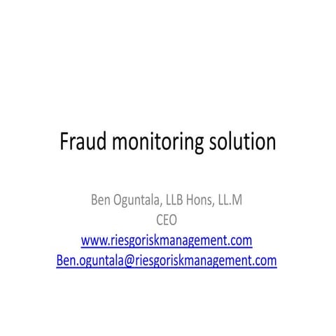 Fraud Monitoring Solution | PPT