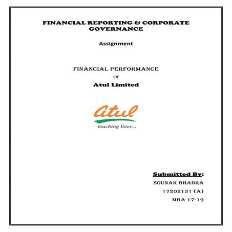 FRCG Assignment of Atul ltd | PDF