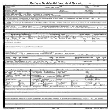Freddie Mac Blank Appraisal - Form 70 | PDF
