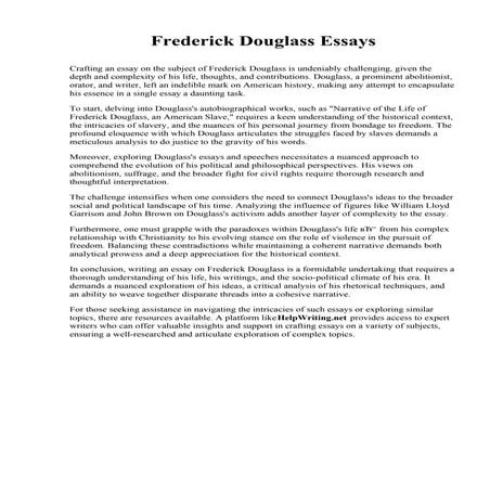 Frederick Douglass Essays. Jackson State Community College | PDF