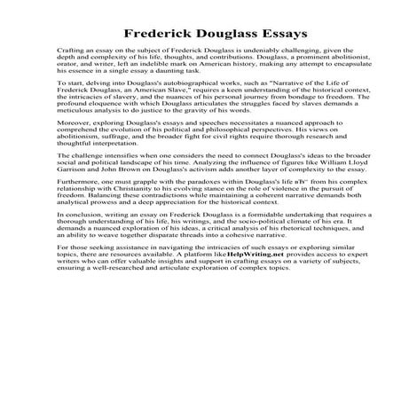 Frederick Douglass Essays. DОWNLОАD Narrative Of The Life Of Frederick ...