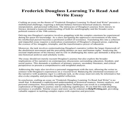 Frederick Douglass Learning To Read And Write Essay.pdf