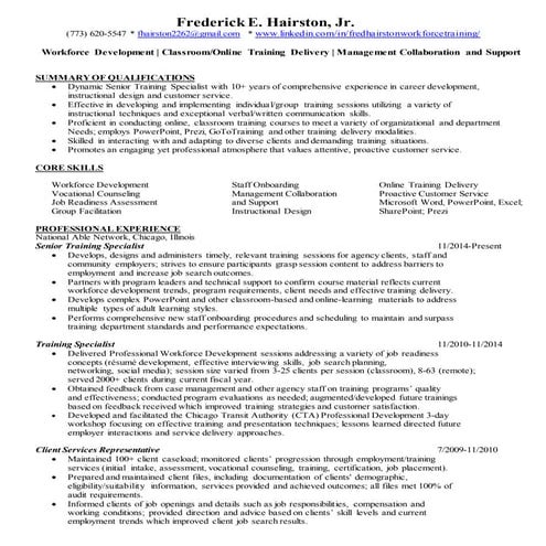 Frederick E. Hairston,Jr. Senior Training Specialist Resume.current | DOCX