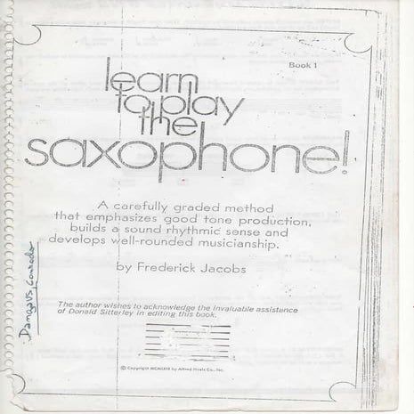 Frederick Jacobs Learn to Play Sax Book 1 | PDF