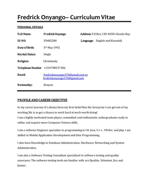 JACK CV updated | PDF | Secondary Education | Education