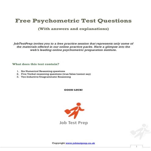 Free Psychometric Test Questions and Answers | PDF