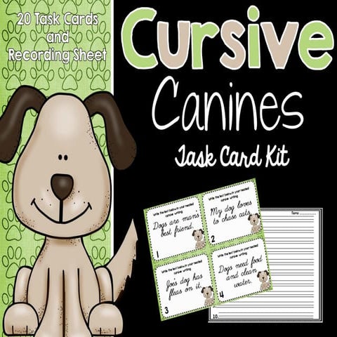 Freebie cursive caninestaskcardkit | PPT