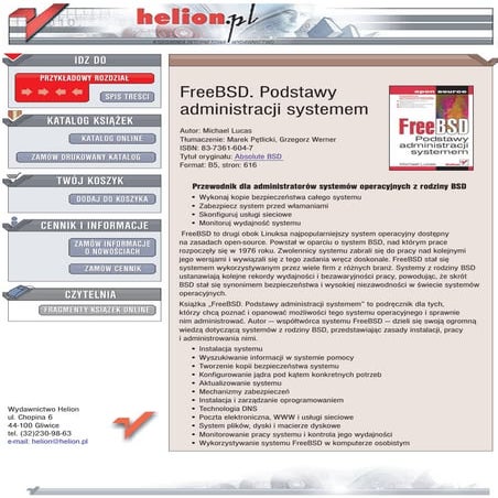 FreeBSD. Podstawy administracji systemem | PDF | Operating Systems | Computer Software and ...