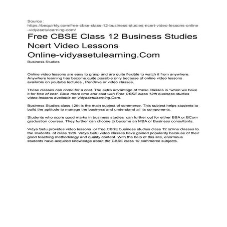 Free cbse class 12 business studies class 12th ncert video lessons ...