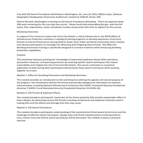 Free dhs ied search procedures workshop in washington | PDF