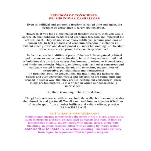 F R E E D O M O F C O N S C I E N C E D R | DOC