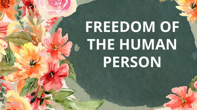 Freedom of the Human Person ( Introduction of Philosophy) | PPTX