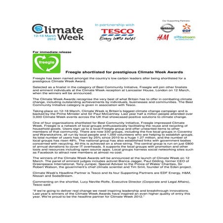 Freegle climate week finalist press release_feb12 | PDF