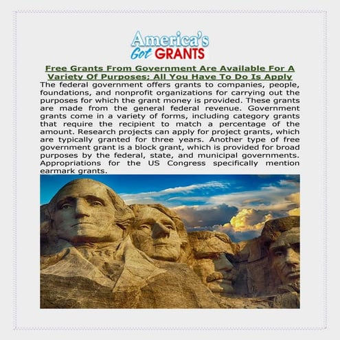 Grants From The Federal Government Are Provided For A Range Of Needs ...